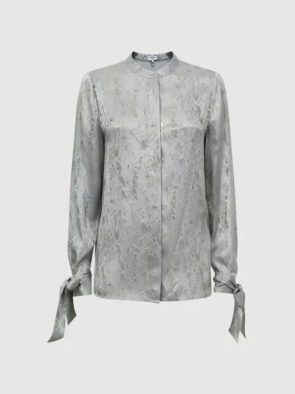 REISS Palma Metallic Tie-detailed Blouse