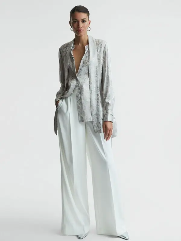 REISS Palma Metallic Tie-detailed Blouse