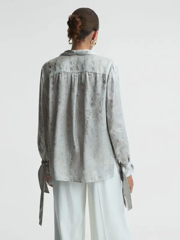 REISS Palma Metallic Tie-detailed Blouse