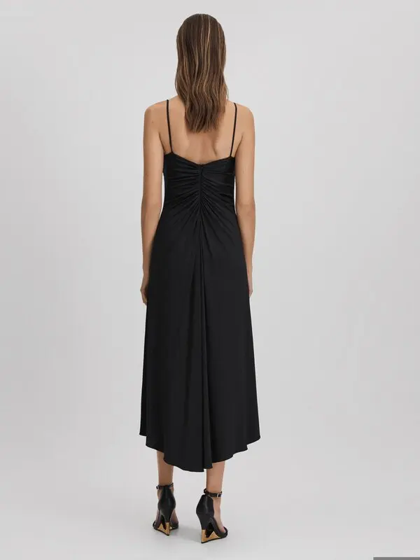 Halston Ruched Jersey Midi Dress