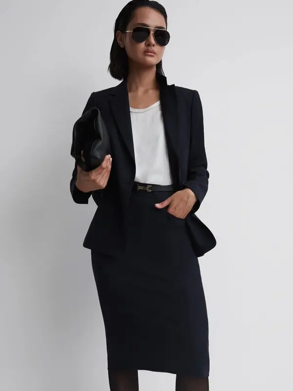 REISS Haisley Tailored Pencil Skirt - Navy