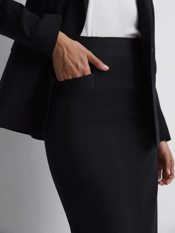 REISS Haisley Tailored Pencil Skirt - Navy