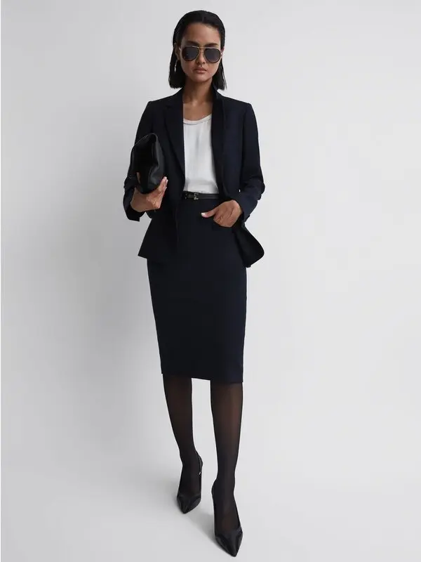 REISS Haisley Tailored Pencil Skirt - Navy