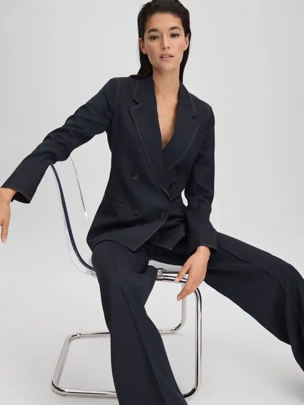 REISS Raven Wool-blend Denim Look Blazer