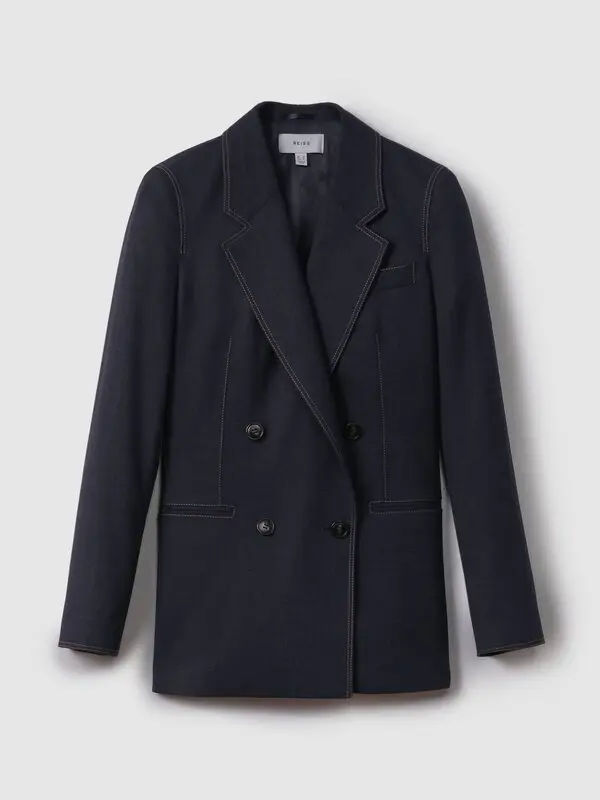 REISS Raven Wool-blend Denim Look Blazer