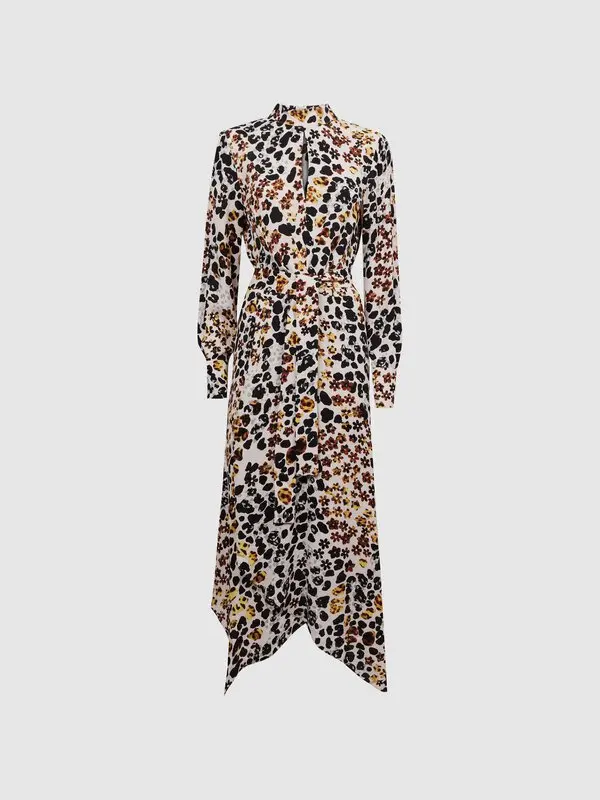 REISS Lira Animal Print Midi Dress