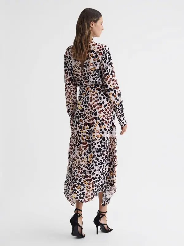 REISS Lira Animal Print Midi Dress