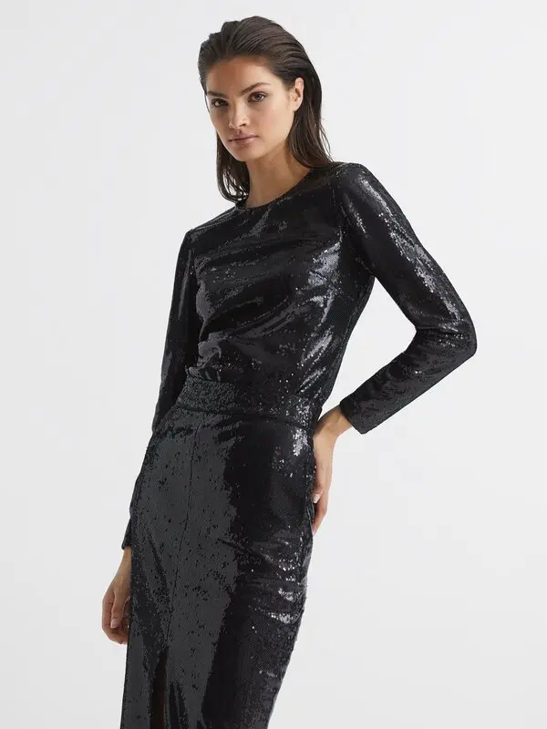 REISS Sequin Top