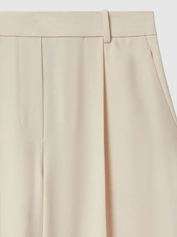 REISS Eden Wide Leg Trousers - Cream