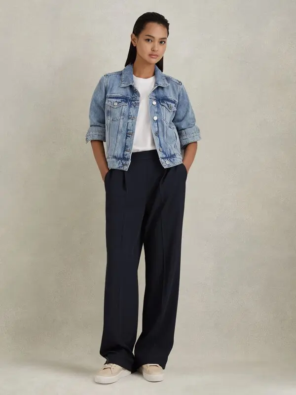 REISS Eden Petite Trousers - Navy