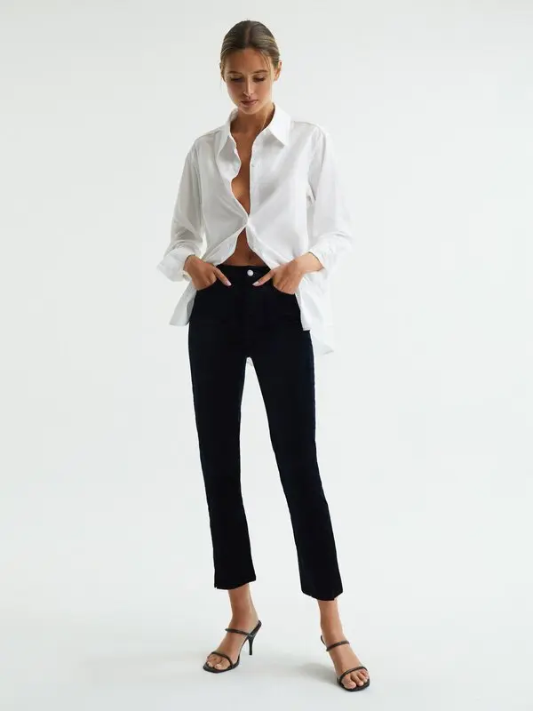 Paige Cindy Twisted Seam Velvet Jeans - Dark Navy