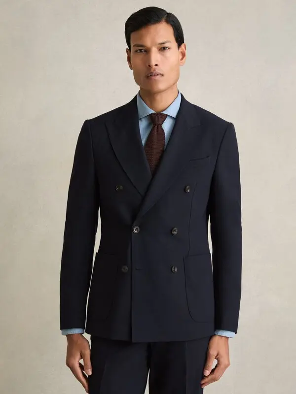 REISS Belmont Double Breasted Suit Blazer Slim Fit - Navy