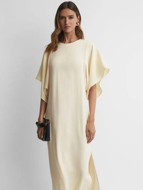 REISS Louise Cape-sleeve Midi Dress