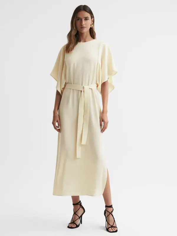 REISS Louise Cape-sleeve Midi Dress