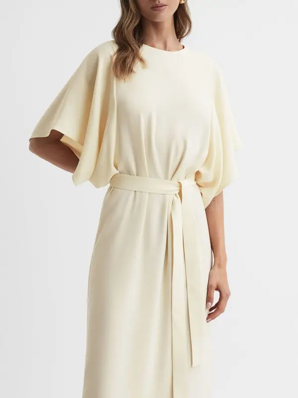 REISS Louise Cape-sleeve Midi Dress