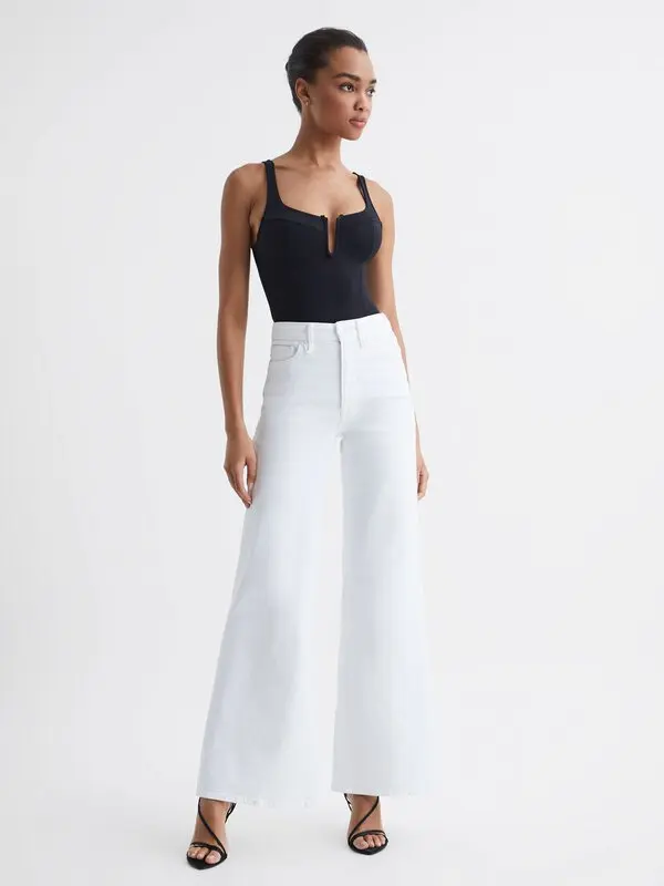 Good American Good Waist Palazzo Jeans - White