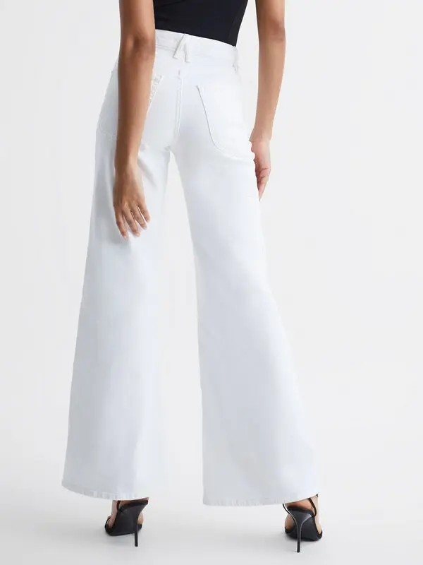 Good American Good Waist Palazzo Jeans - White