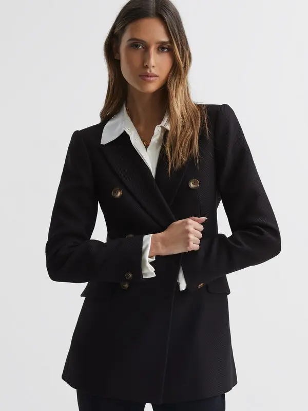 REISS Laura Petite Double-breasted Twill Blazer