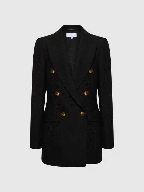 REISS Laura Petite Double-breasted Twill Blazer