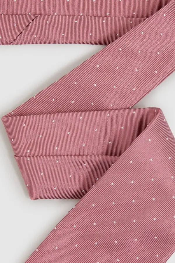 REISS Liam Polka Dot Silk Neck Tie - Dark Pink