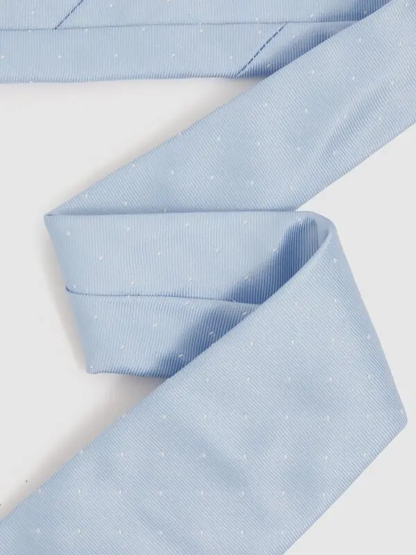 REISS Liam Polka Dot Silk Neck Tie - Light Blue