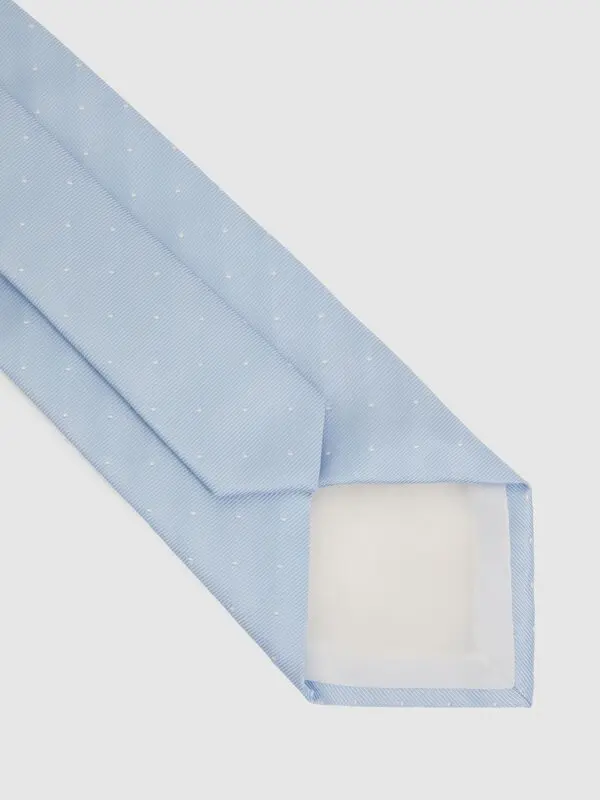 REISS Liam Polka Dot Silk Neck Tie - Light Blue