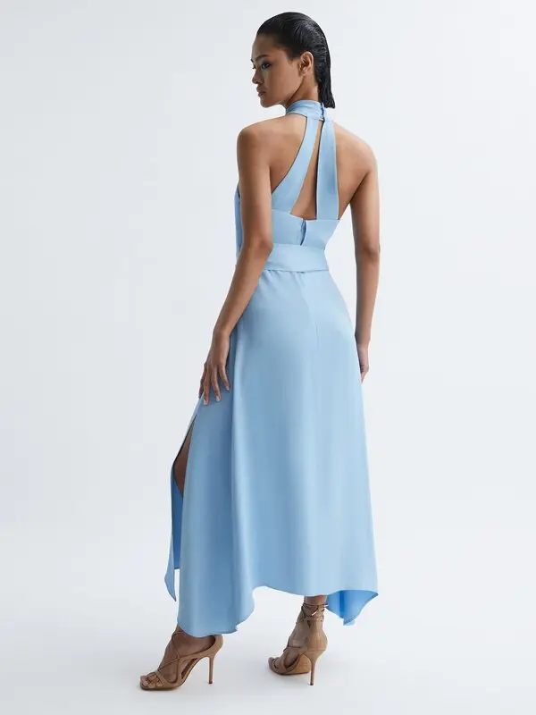 evelyn fitted halter neck midi dress Evelyn Halter Midi Dress – Downtown Divas