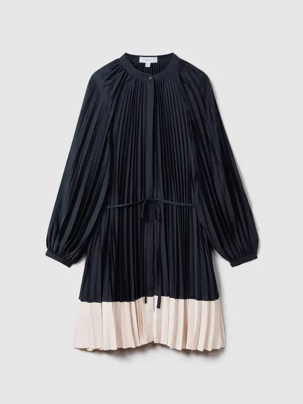 REISS Gabby Pleated Mini Dress