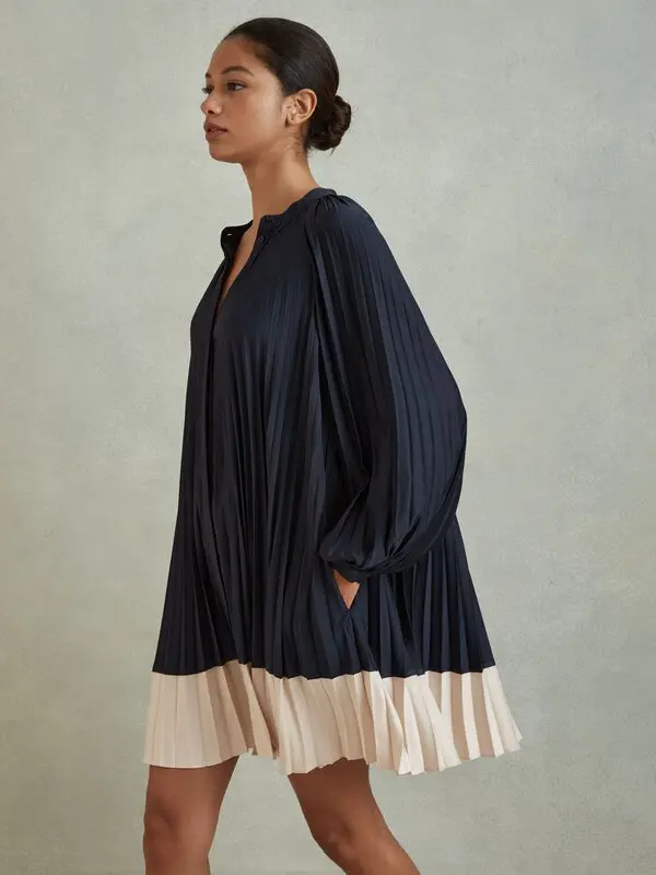 REISS Gabby Pleated Mini Dress