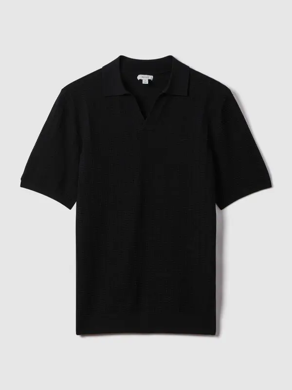 REISS Mickey Textured Modal Blend Open Collar Shirt