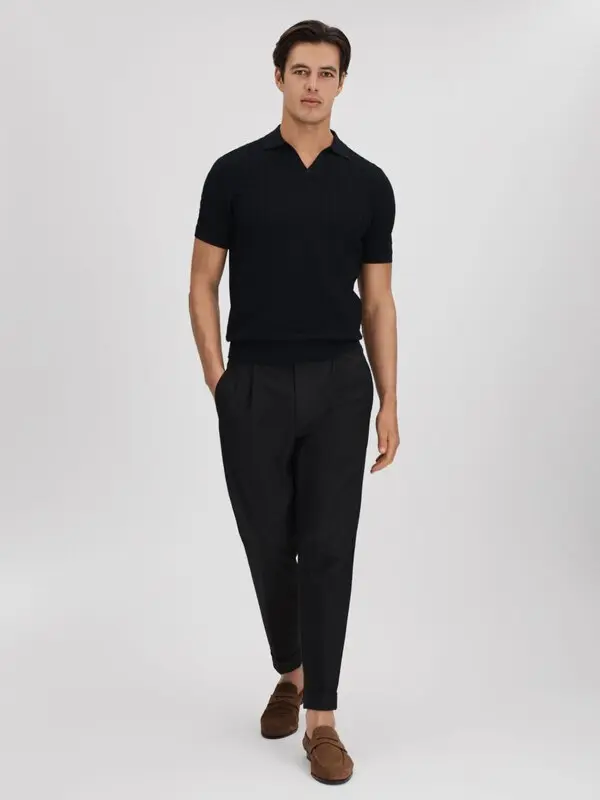 REISS Mickey Textured Modal Blend Open Collar Shirt