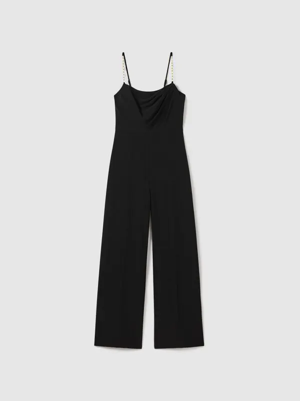 Halston Brea Stretch Crepe Jumpsuit - Black