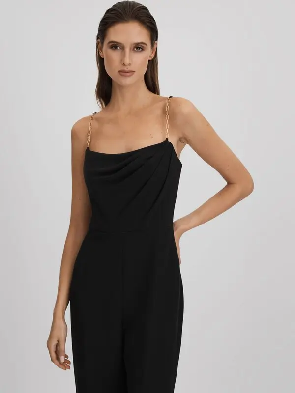 Halston Brea Stretch Crepe Jumpsuit - Black