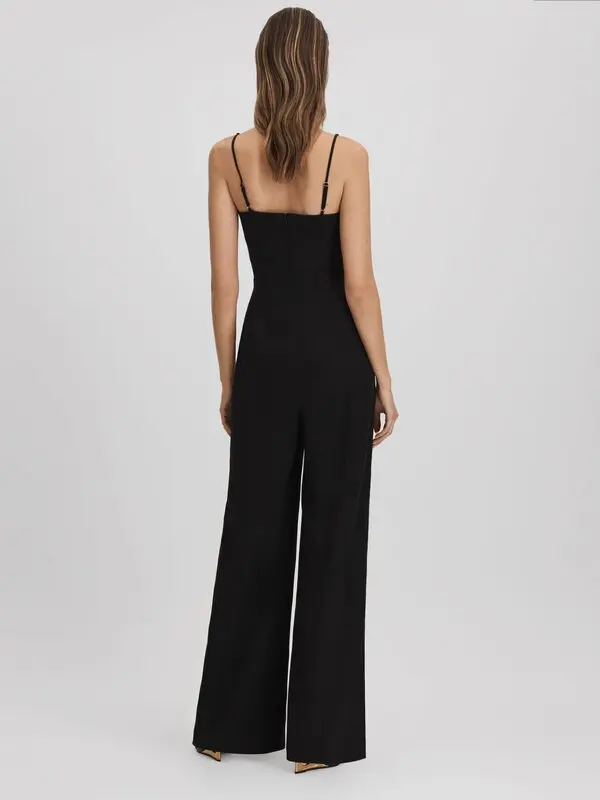 Halston Brea Stretch Crepe Jumpsuit - Black