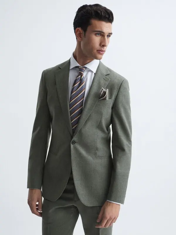 REISS Firm Single Breasted Slim Fit Wool Blazer