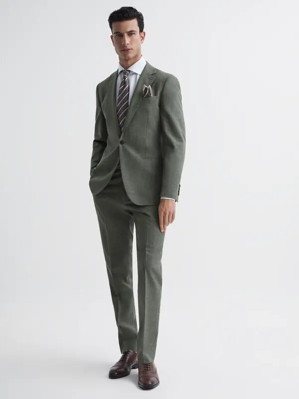 REISS Firm Single Breasted Slim Fit Wool Blazer