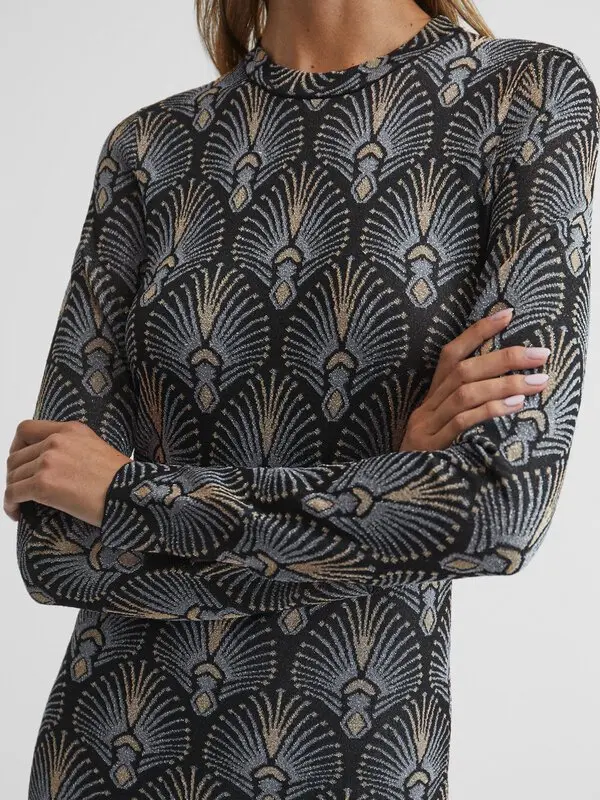 REISS Annie Metallic Jacquard Mini Dress