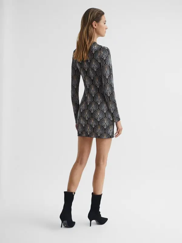 REISS Annie Metallic Jacquard Mini Dress