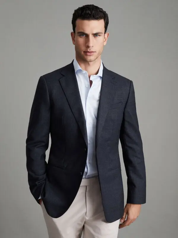 REISS Dunn Single Breasted Wool Suit Slim Fit Blazer