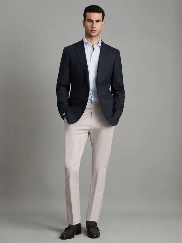REISS Dunn Single Breasted Wool Suit Slim Fit Blazer