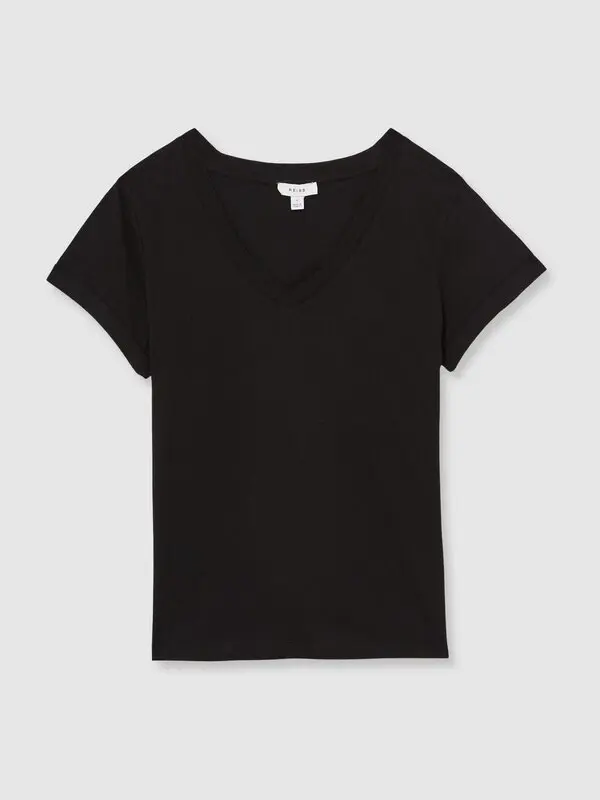 REISS Luana Cotton-jersey V-neck T-shirt