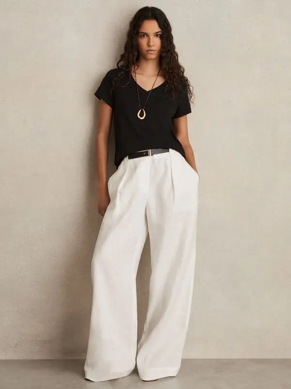 REISS Luana Cotton-jersey V-neck T-shirt