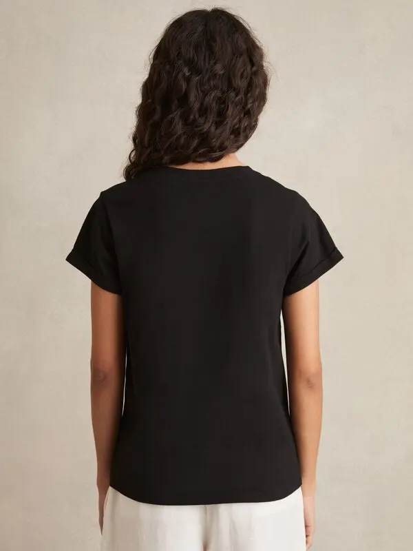 REISS Luana Cotton-jersey V-neck T-shirt