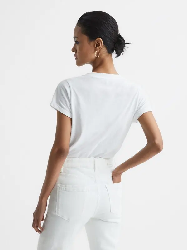 REISS Luana Cotton-jersey V-neck T-shirt