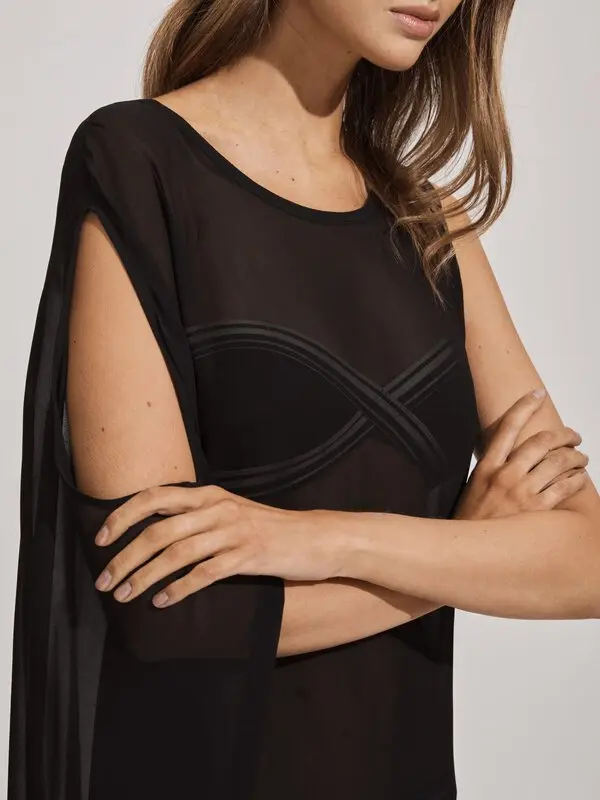 REISS Anya Sheer Draped Sleeve Cover Up