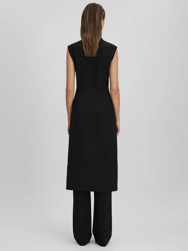 Halston Cowl Neck Wrap Midi Dress