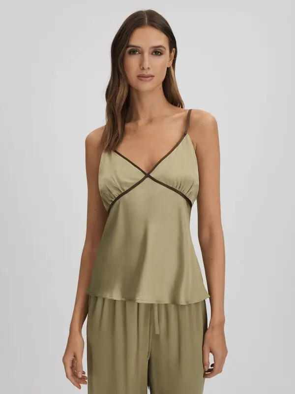 MAISON ESSENTIELE Silk Contrast Trim Cami