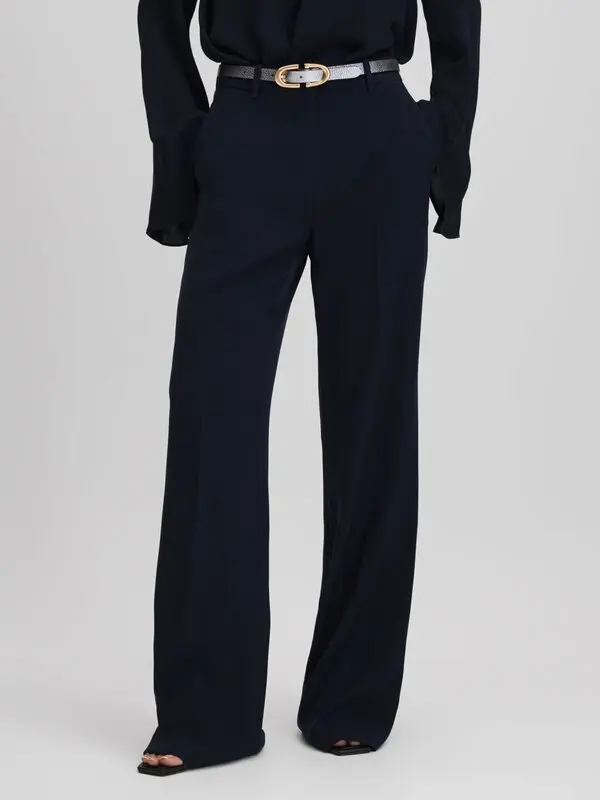 REISS Margeaux Wide Leg Suit Trousers - Navy