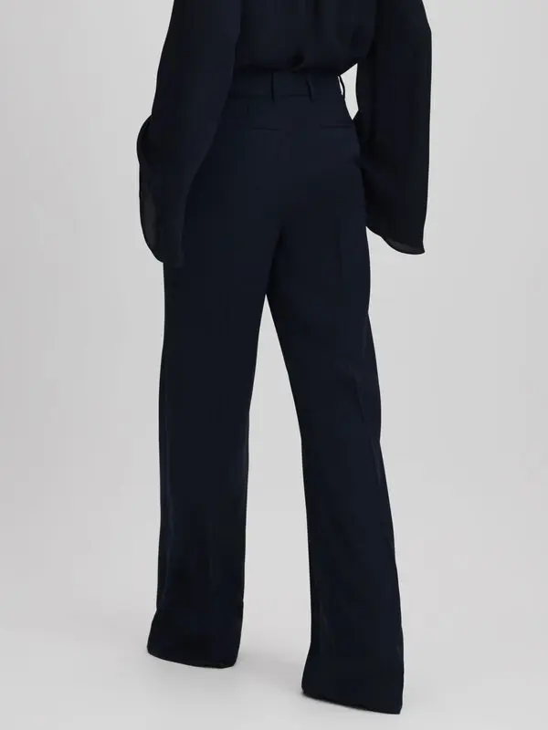 REISS Margeaux Wide Leg Suit Trousers - Navy