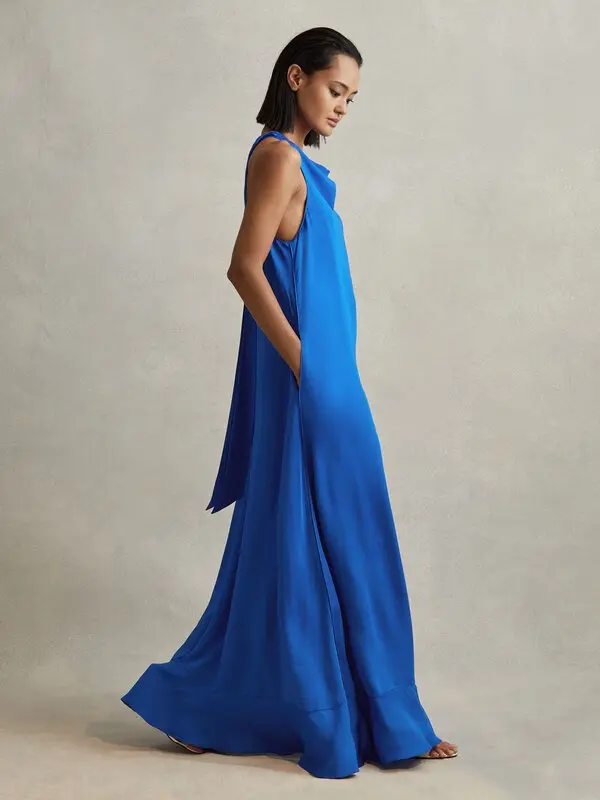 REISS Dina Tie Neck Maxi Dress